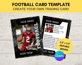 Editable Sports Card Template Custom Football Trading Card Printable ...