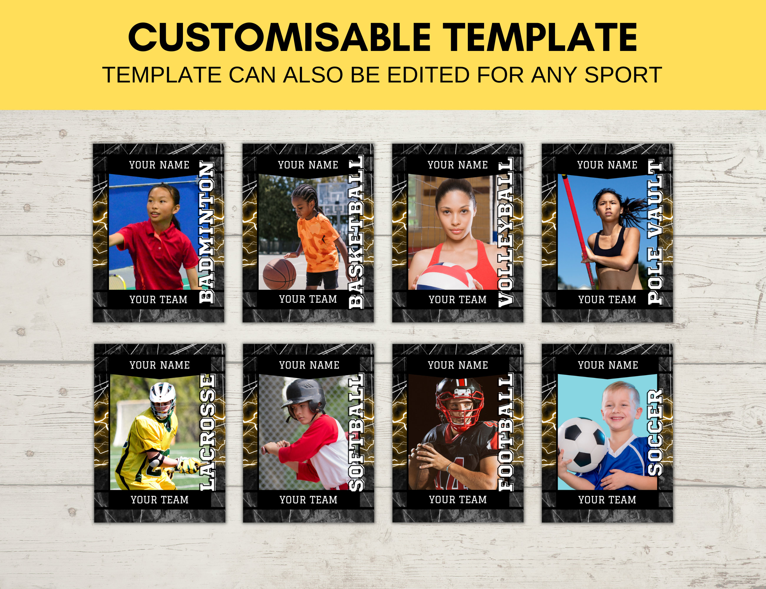 Editable Sports Card Template | Custom Hockey Trading Card Printable ...