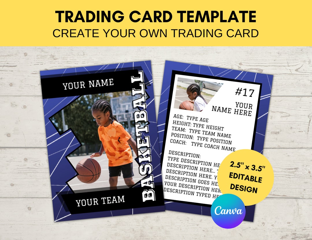 Editable Sport Card Template | Custom Basketball Trading Card Printable ...