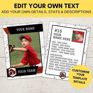 Editable Sports Card Template | Custom Baseball Trading Card Printable ...