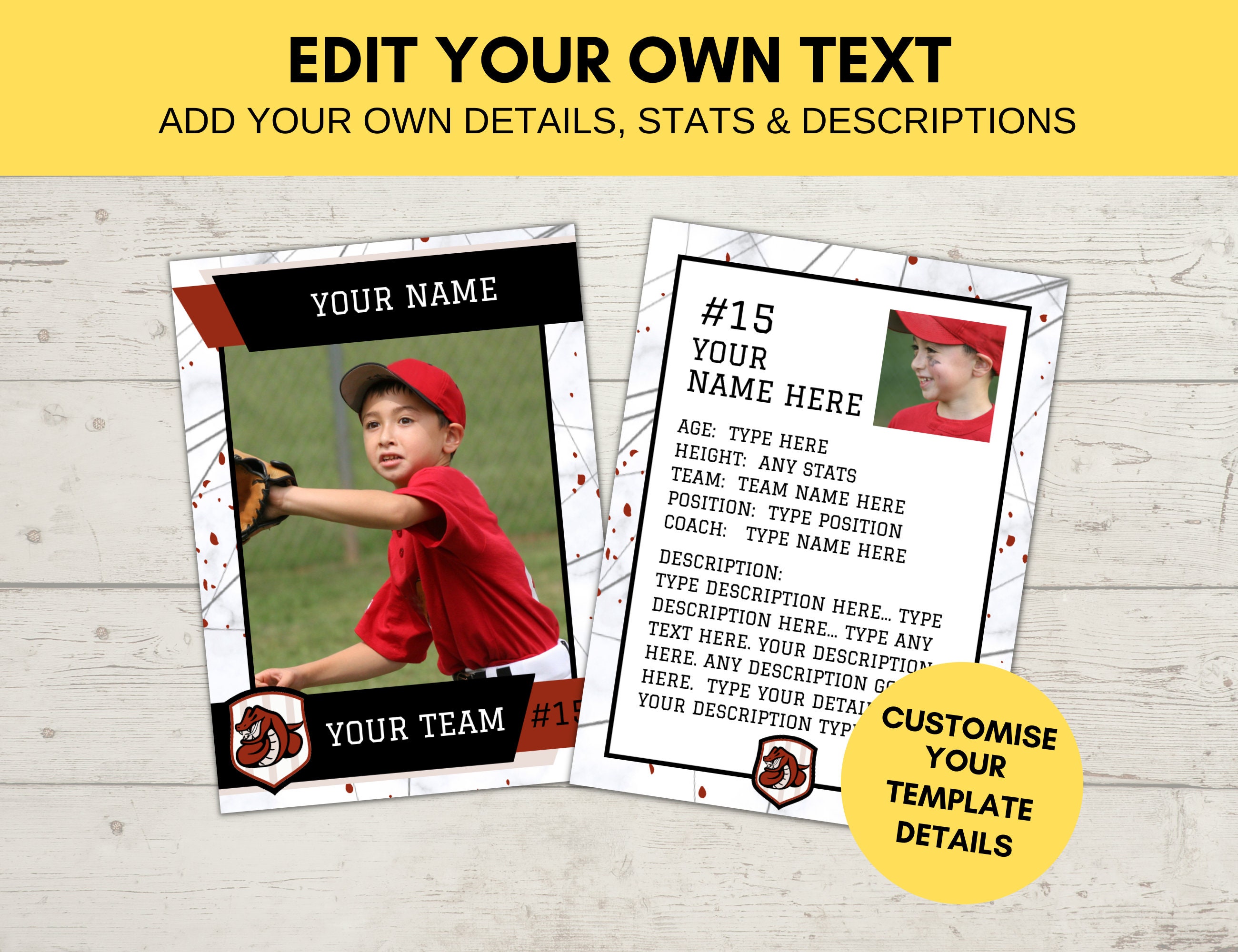 Editable Sports Card Template Custom Baseball Trading Card Printable ...