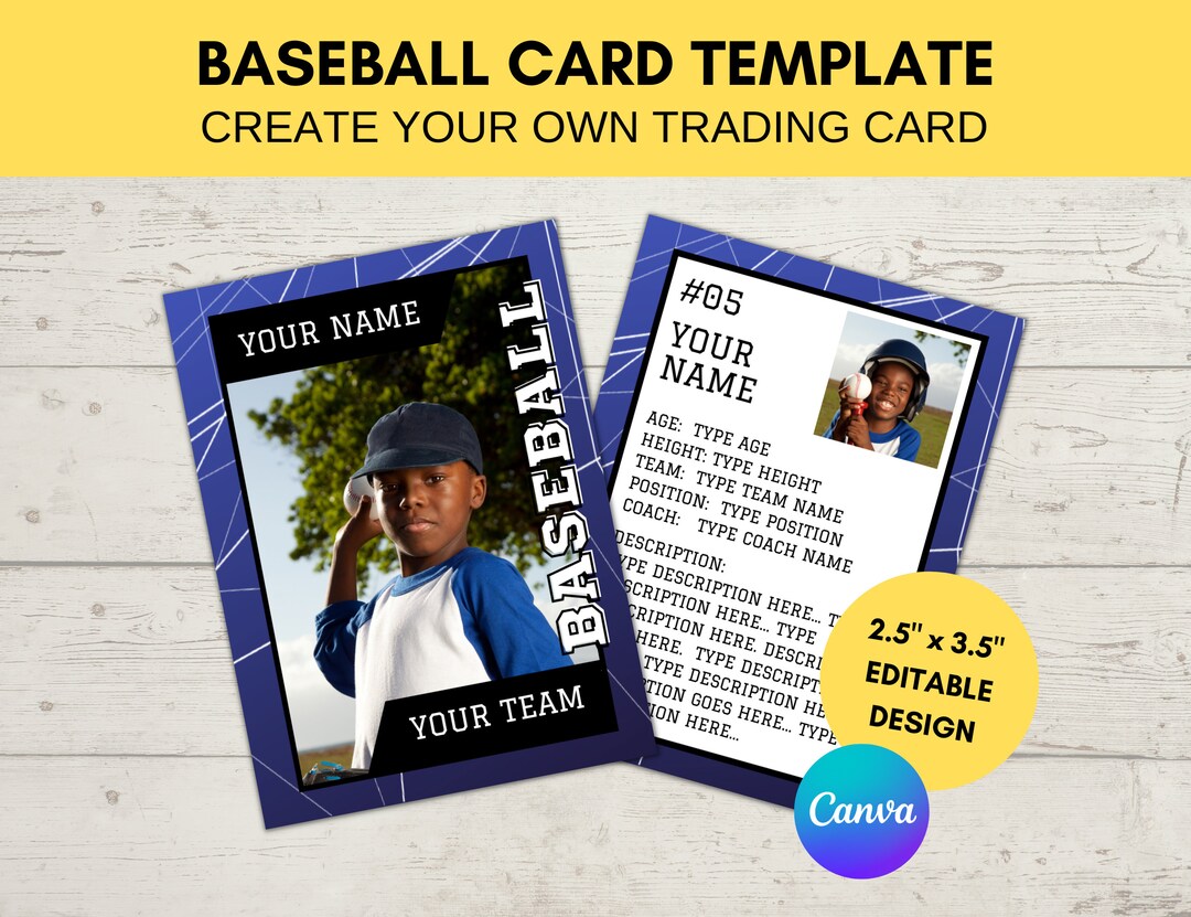 Editable Sports Card Template | Custom Baseball Trading Card Printable ...