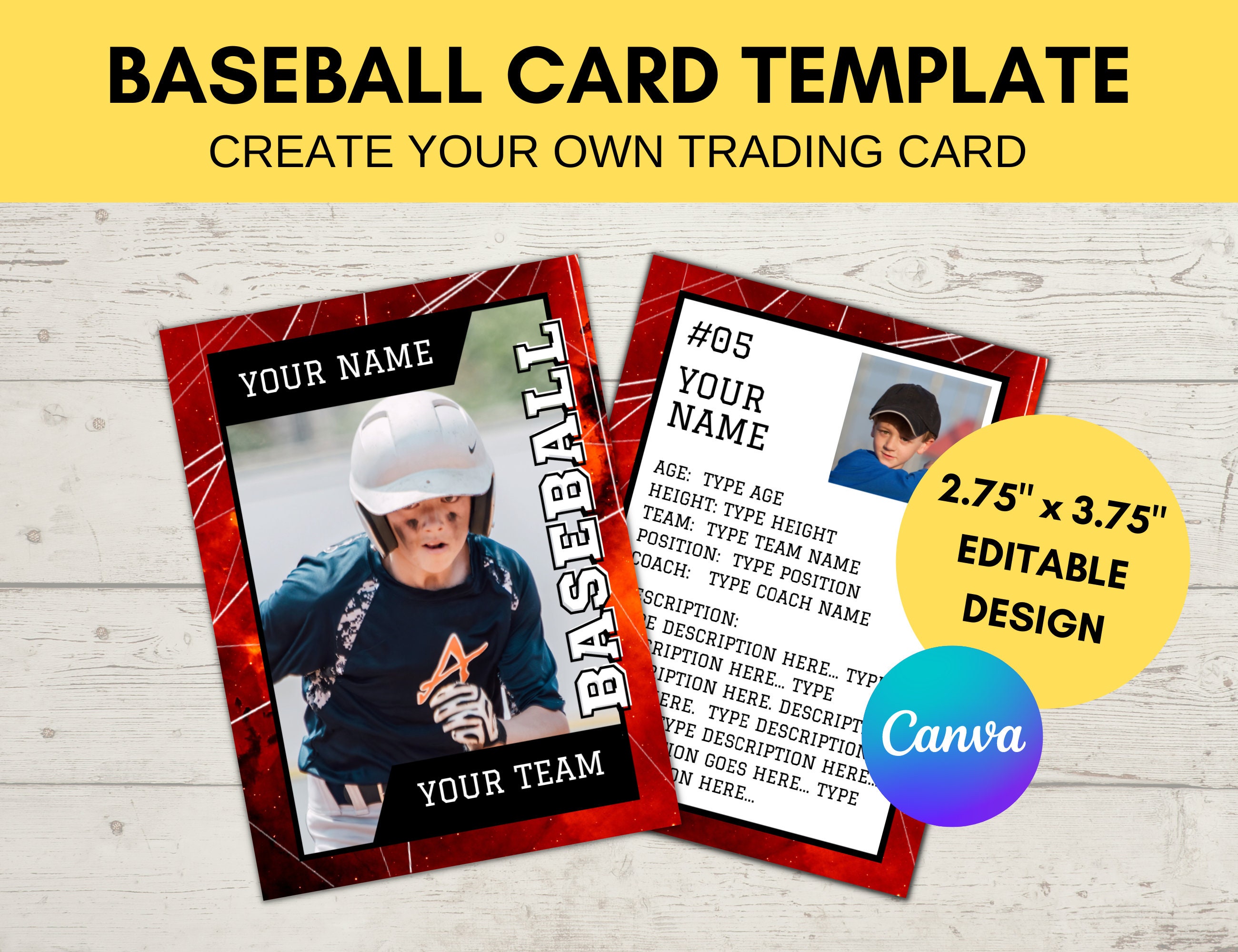Editable Sports Card Template Custom Baseball Trading Card - Etsy