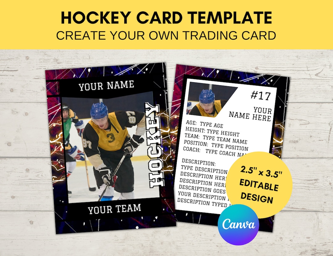 Editable Sports Card Template | Custom Hockey Trading Card Printable ...