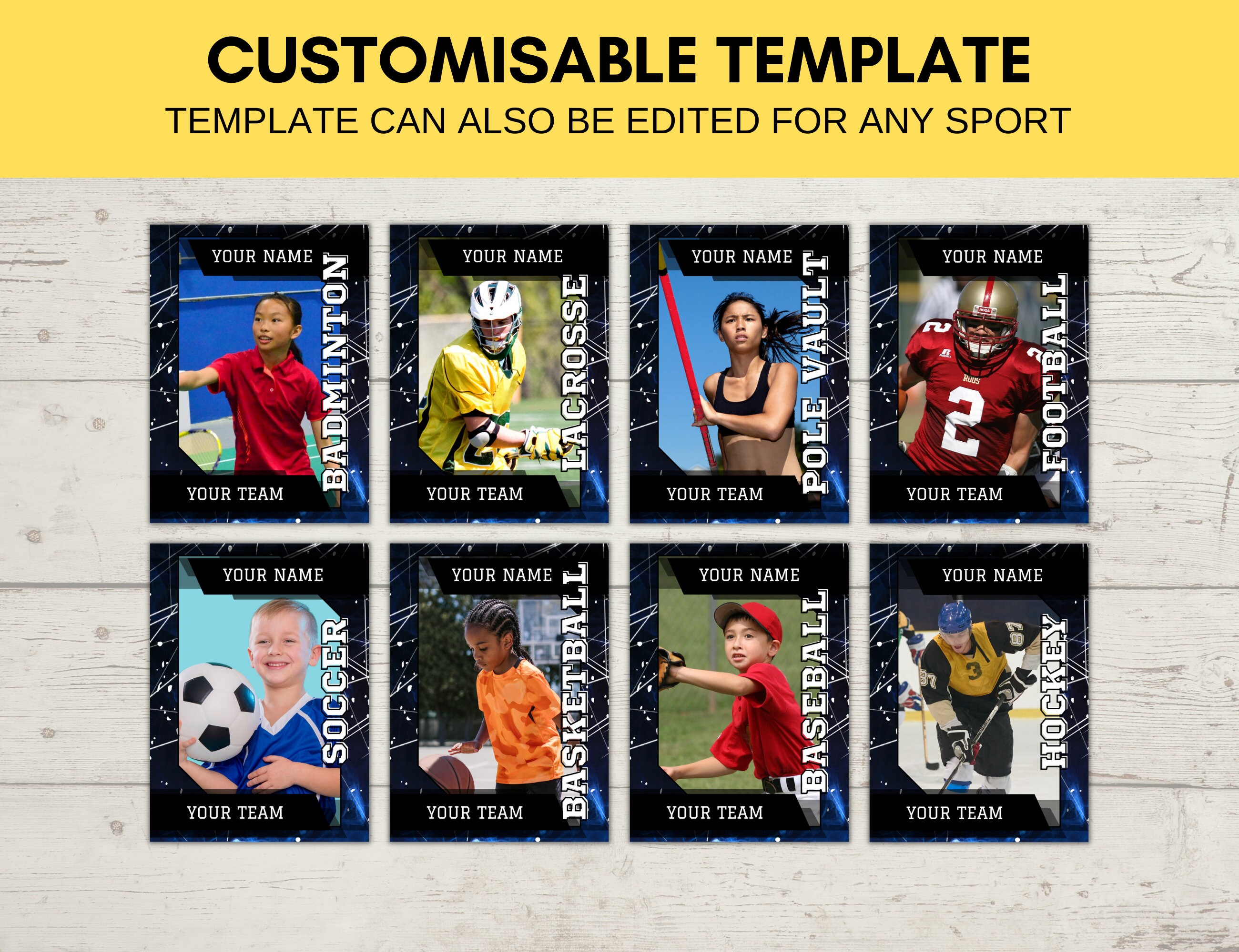Editable Sports Card Template Custom Football Trading Card Printable ...