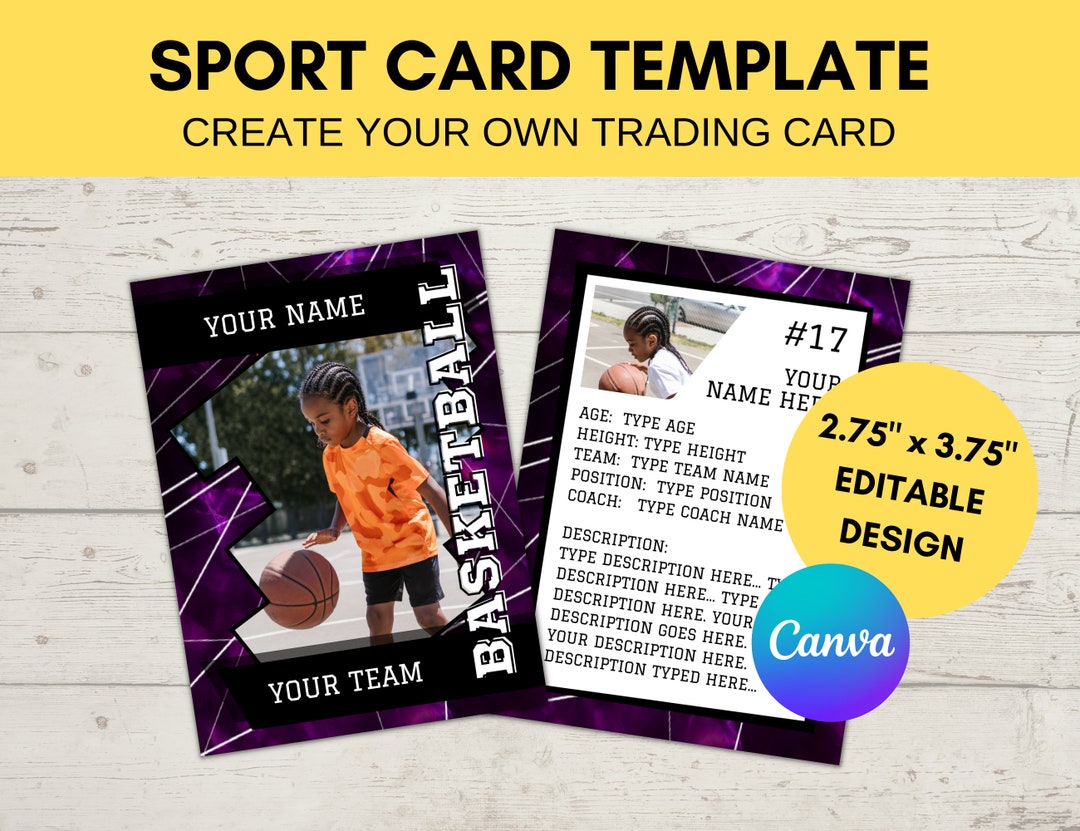 Editable Sport Card Template Custom Basketball Trading Card - Etsy