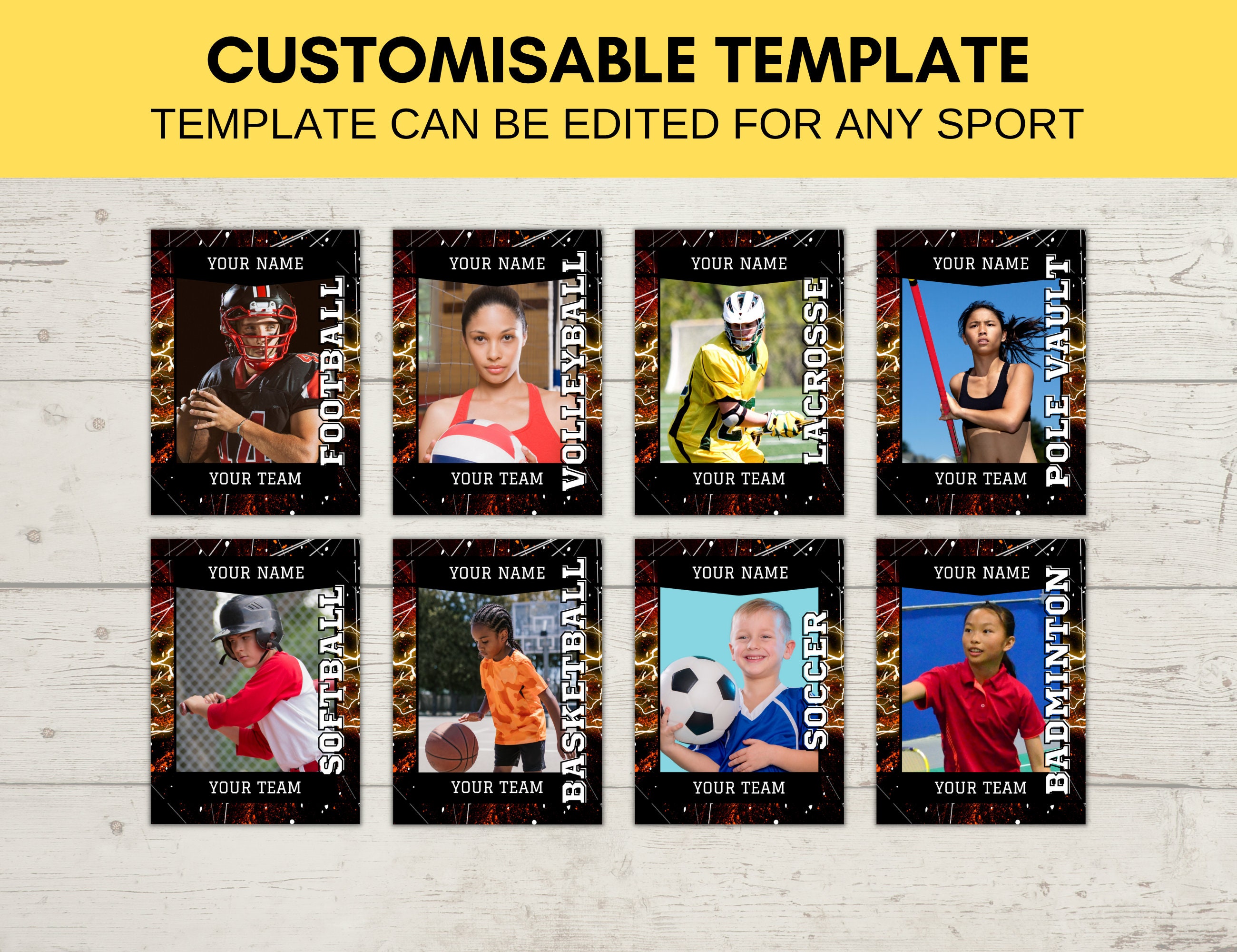 Editable Sports Card Template | Custom Hockey Trading Card Printable ...