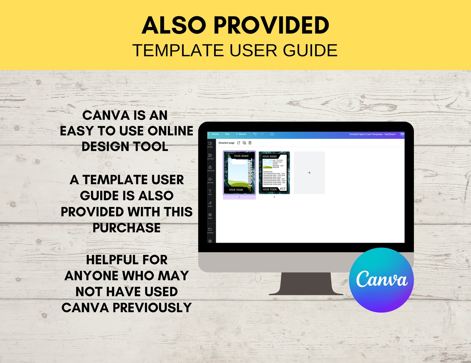 Editable Sports Card Template | Custom Football Trading Card Printable ...
