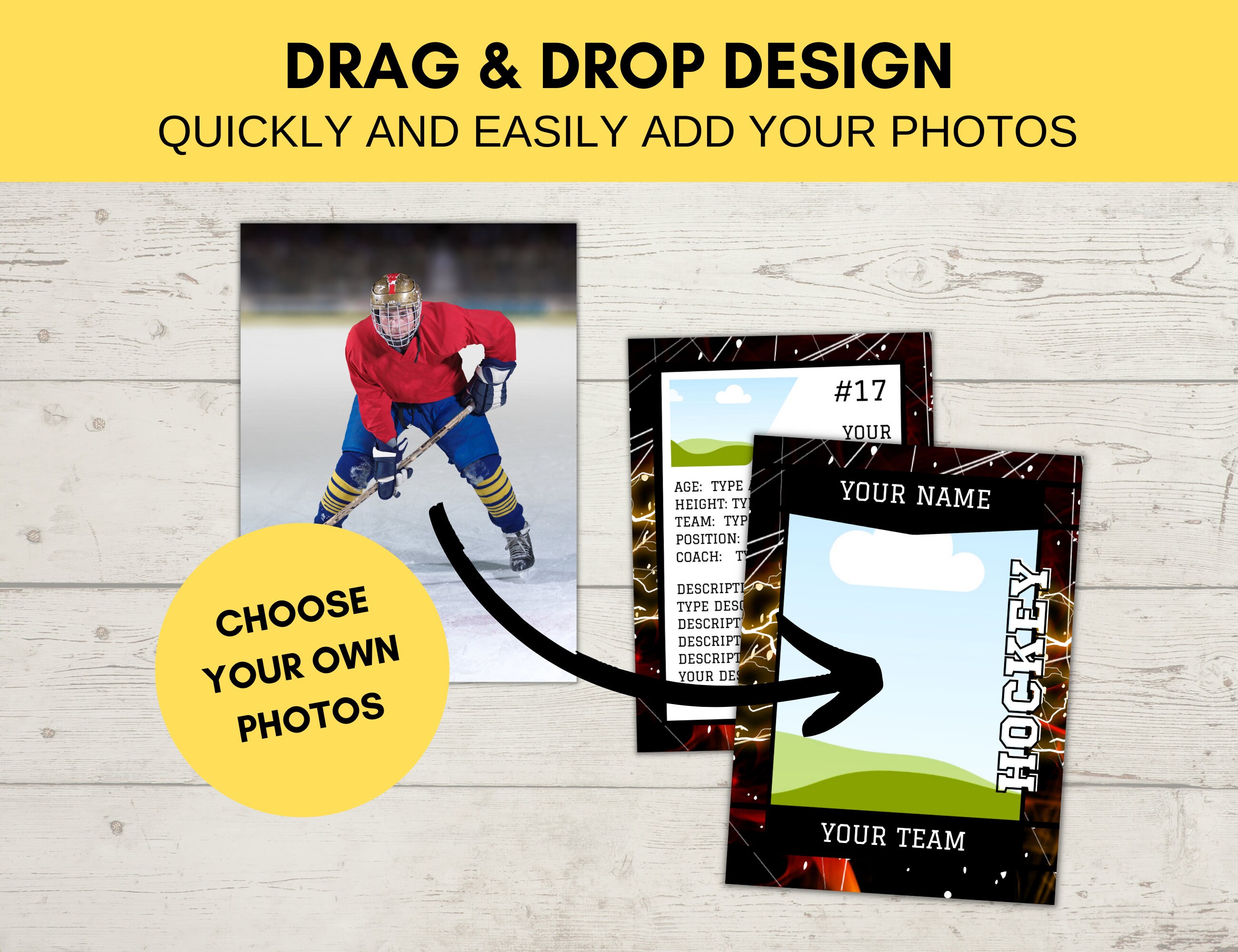 Editable Sports Card Template Custom Hockey Trading Card Printable ...
