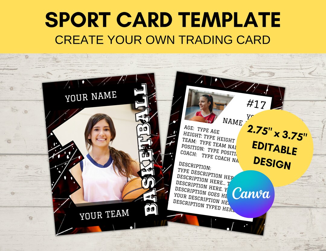 Editable Sport Card Template Custom Basketball Trading Card - Etsy