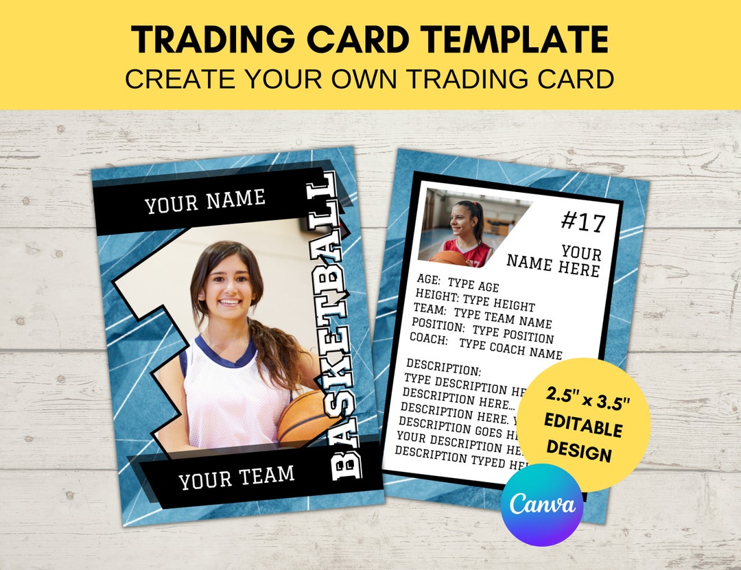 Editable Sport Card Template | Custom Basketball Trading Card Printable ...