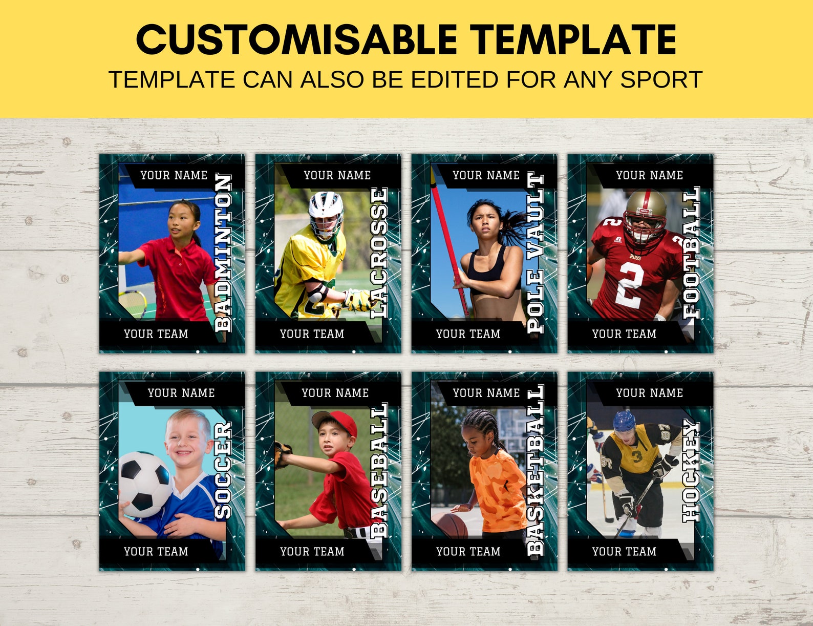 Editable Sports Card Template | Custom Football Trading Card Printable ...