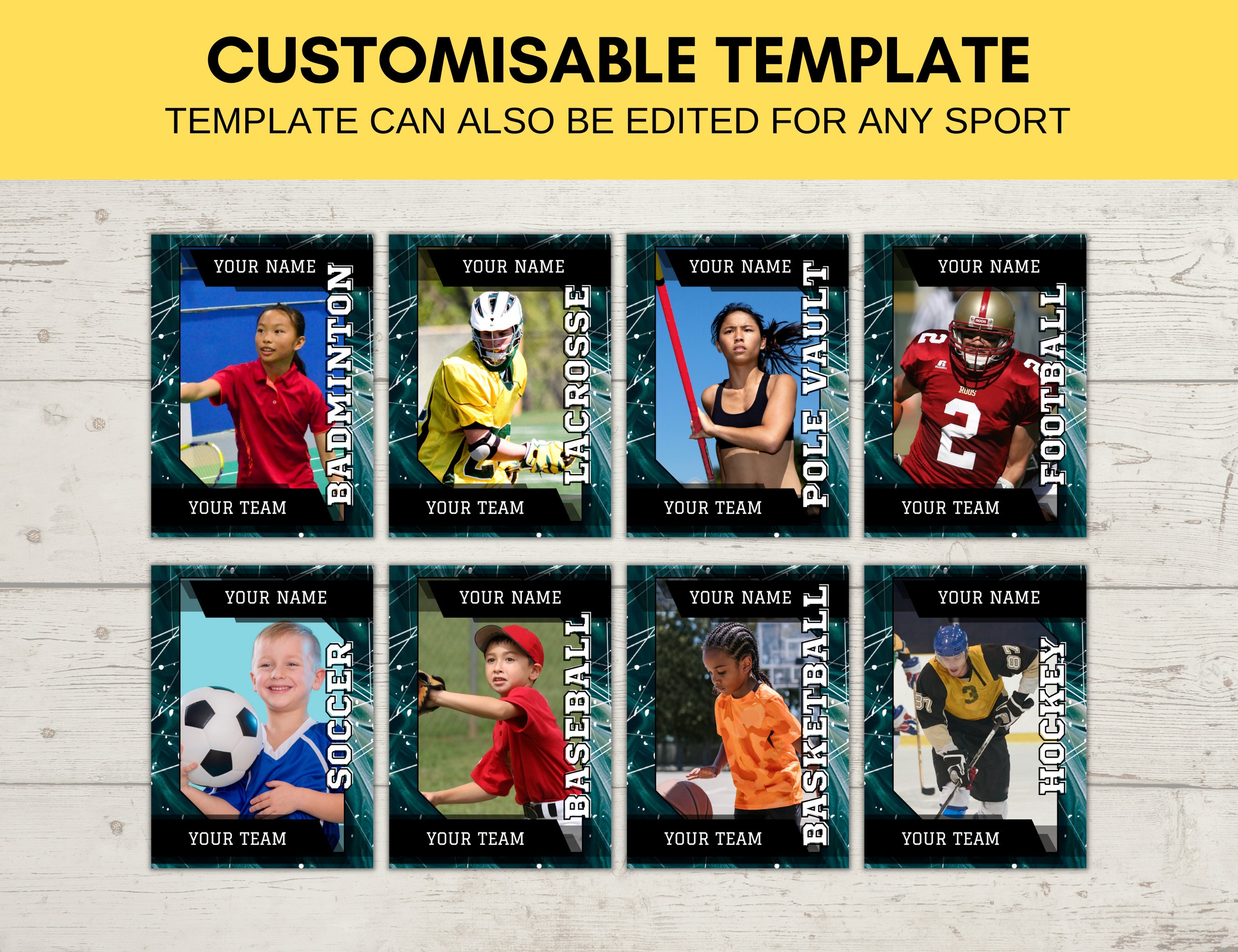 Editable Sports Card Template | Custom Football Trading Card Printable ...