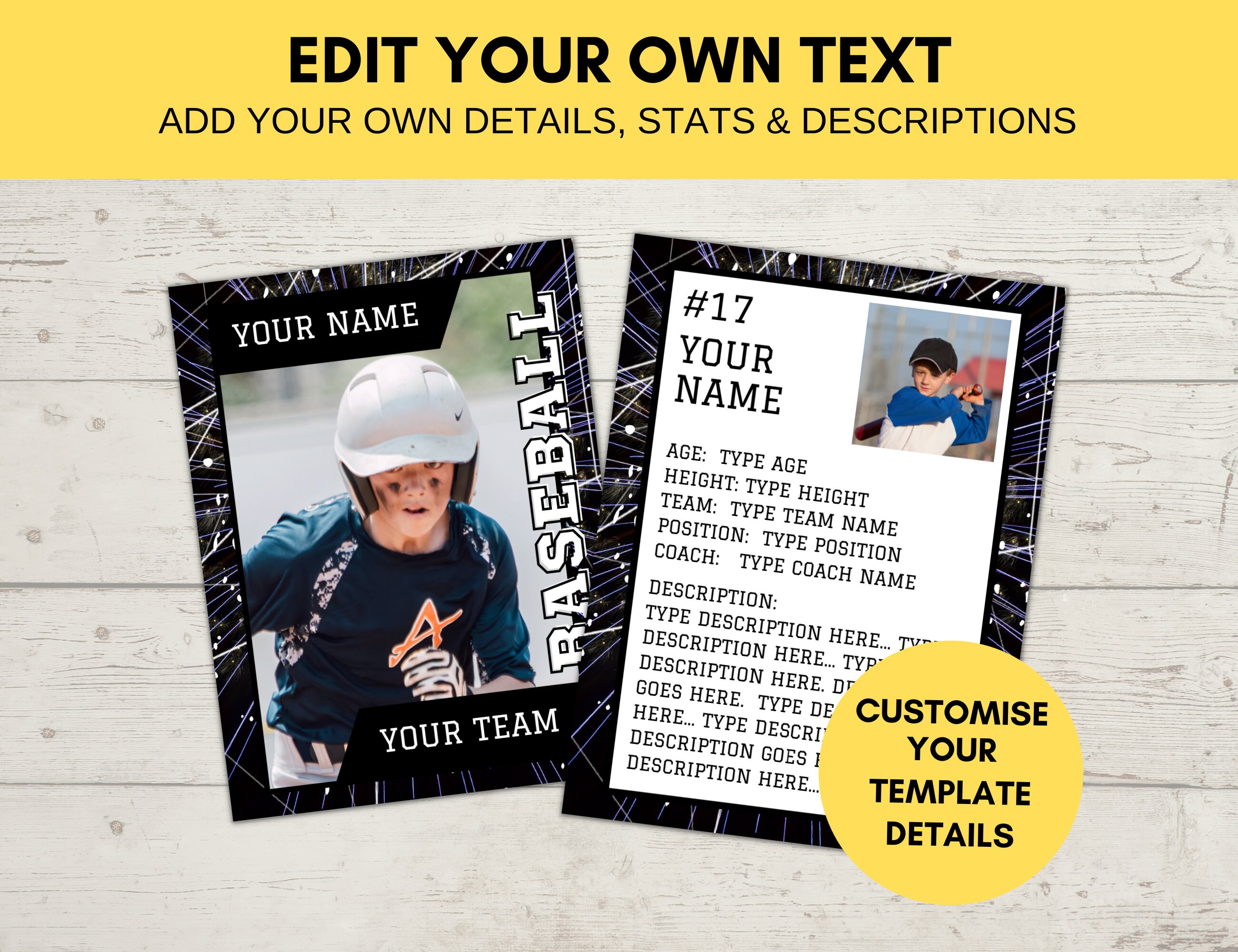 Editable Sports Card Template Custom Baseball Trading Card Printable ...