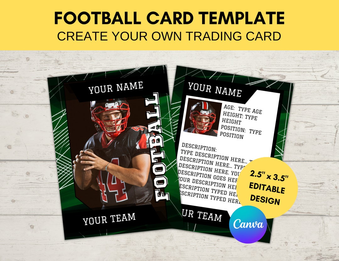 Editable Sports Card Template | Custom Football Trading Card Printable ...