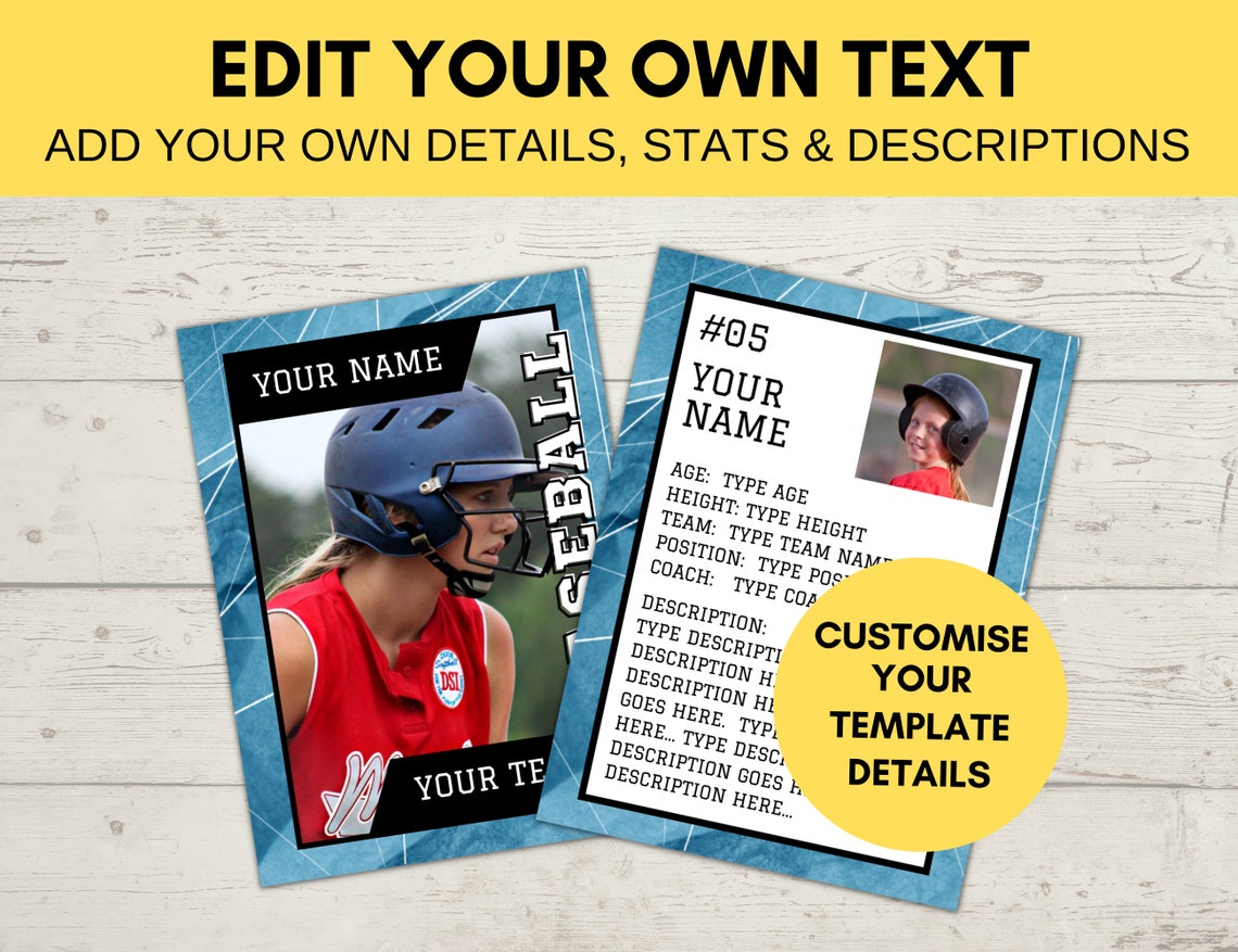 Editable Sports Card Template Custom Baseball Trading Card - Etsy
