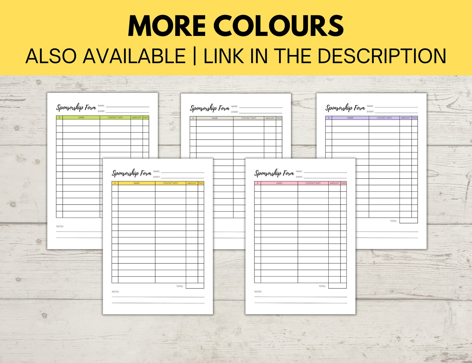 Sponsorship Form Printable Fundraiser Form Charity - Etsy