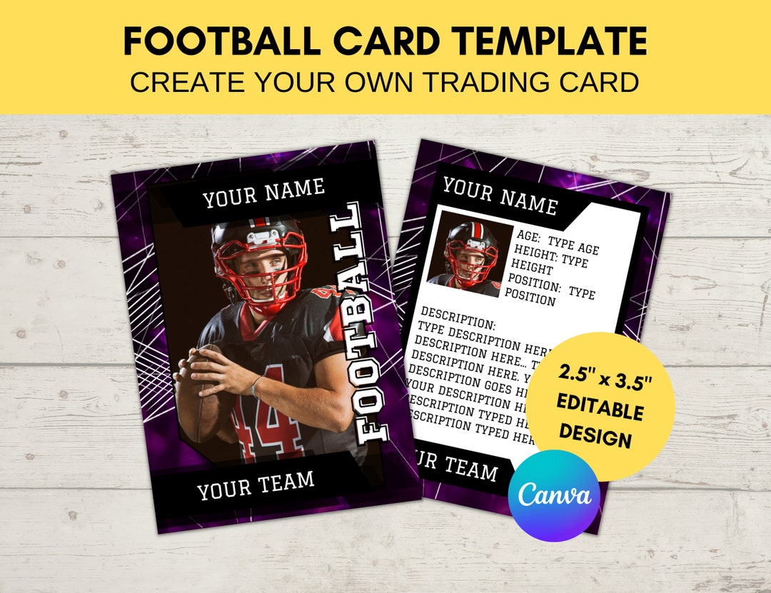 Editable Sports Card Template | Custom Football Trading Card Printable ...