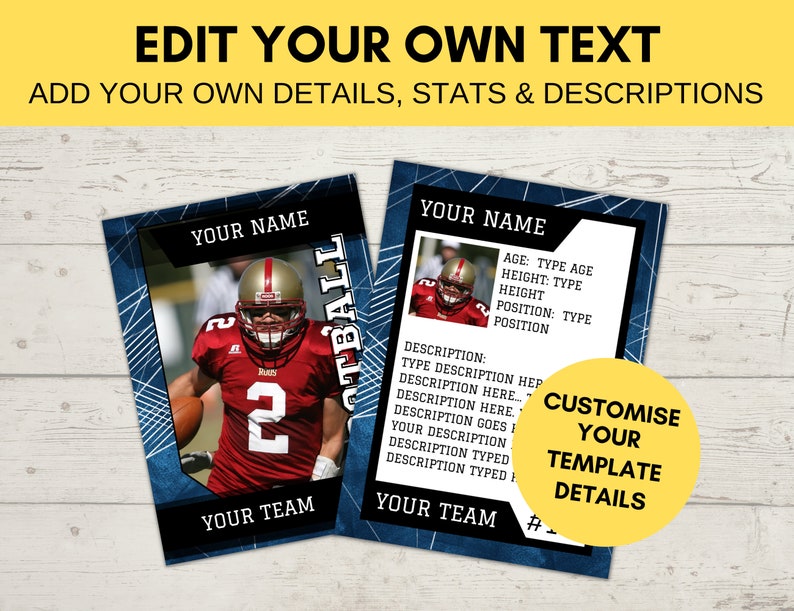 Editable Sports Card Template Custom Football Trading Card - Etsy