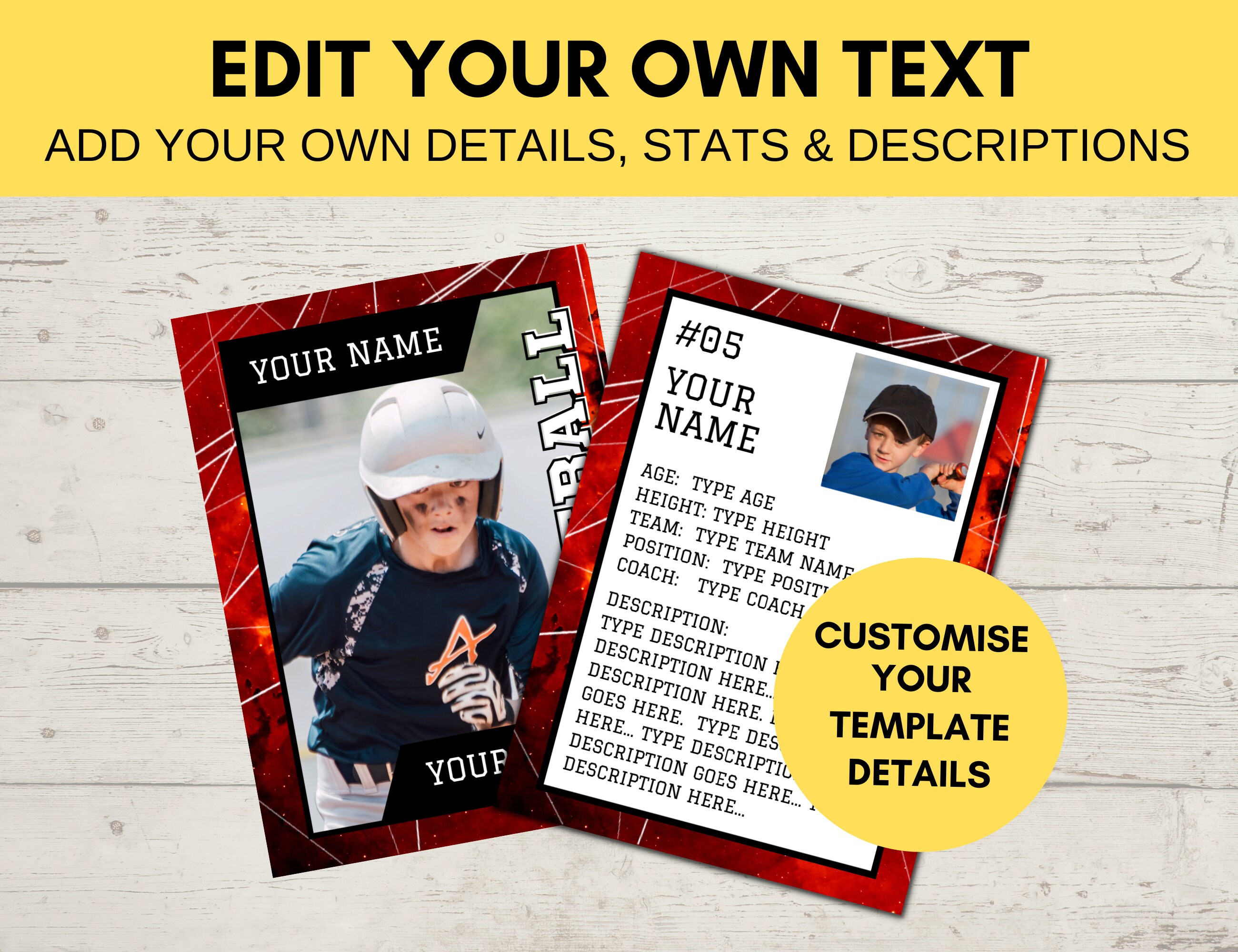 Editable Sports Card Template Custom Baseball Trading Card - Etsy