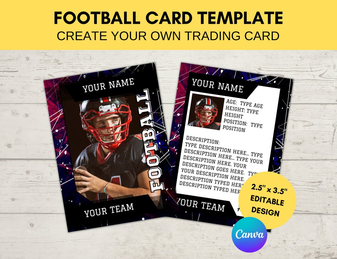 Editable Sports Card Template | Custom Football Trading Card Printable ...