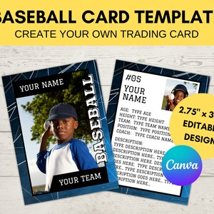 Editable Sports Card Template Custom Baseball Trading Card - Etsy