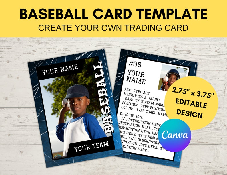 Editable Sports Card Template Custom Baseball Trading Card - Etsy