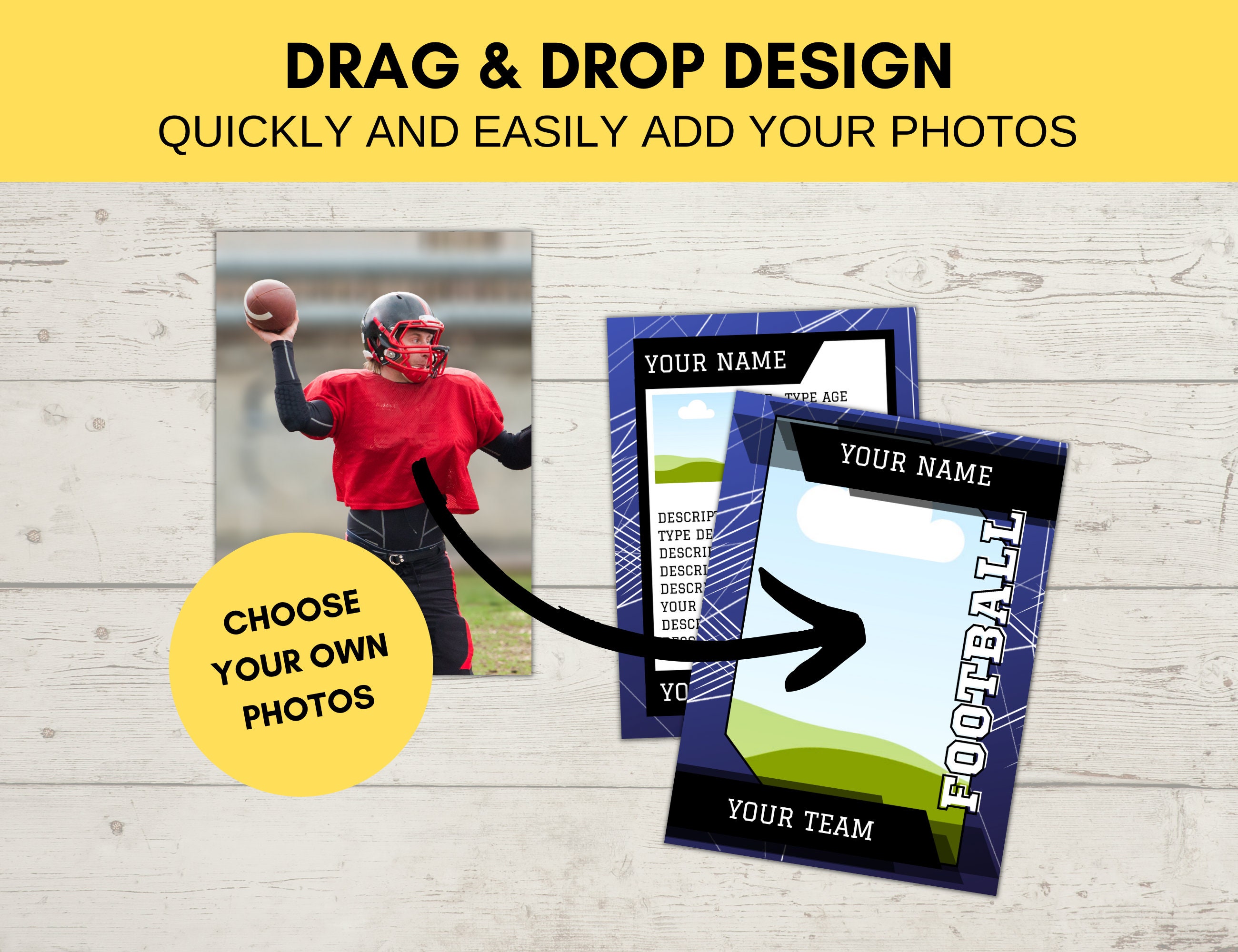 Editable Sports Card Template | Custom Football Trading Card Printable ...