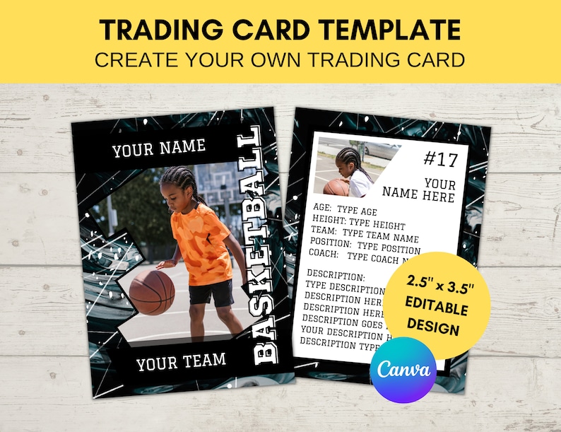 Editable Sport Card Template Custom Basketball Trading Card Printable ...