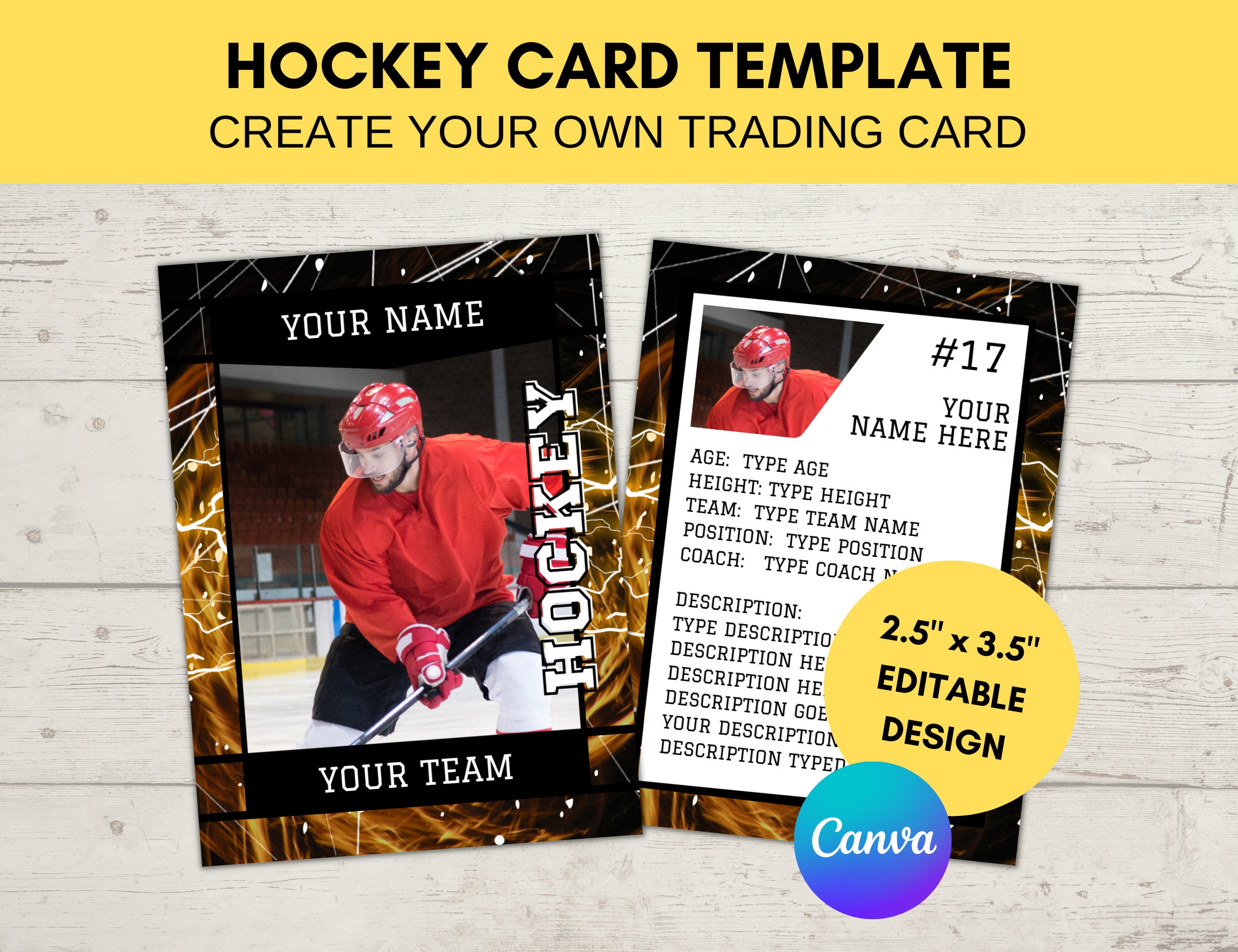 Editable Sports Card Template Custom Hockey Trading Card Printable ...