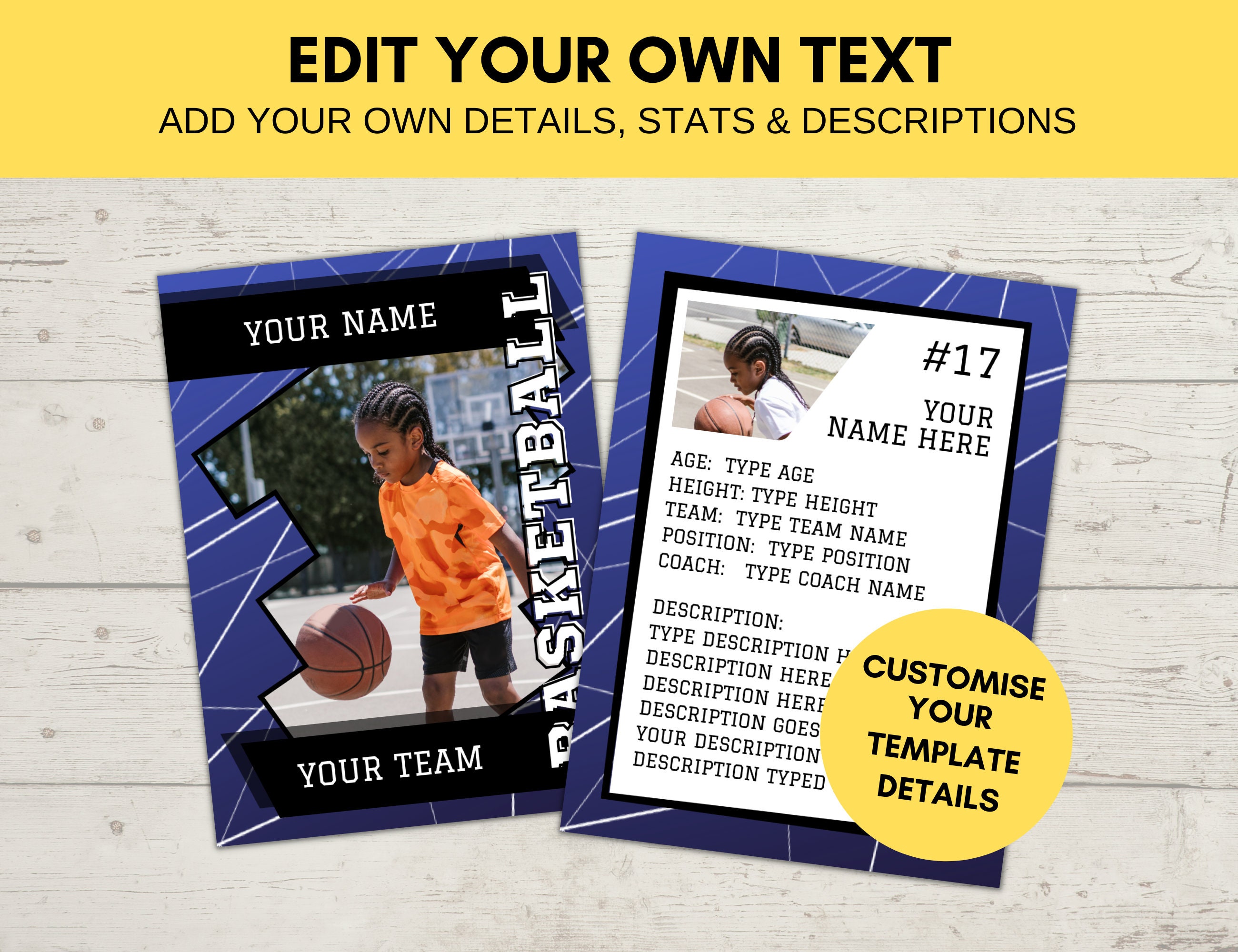 Editable Sport Card Template Custom Basketball Trading Card Printable ...