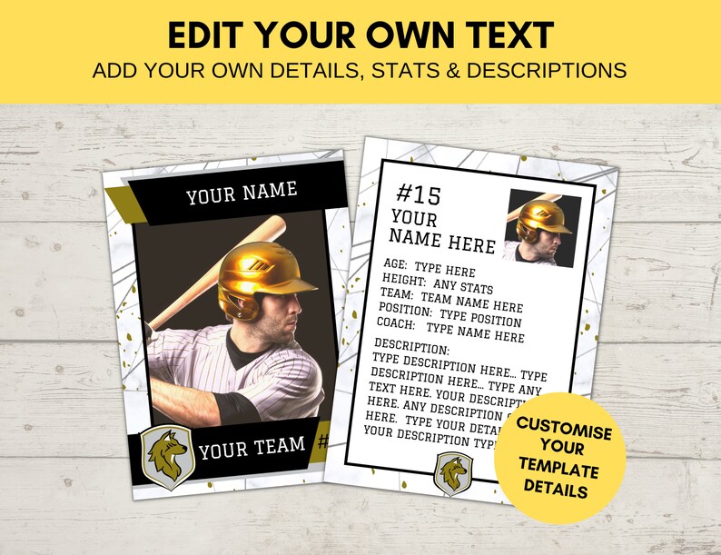 Editable Sports Card Template Custom Baseball Trading Card Printable ...