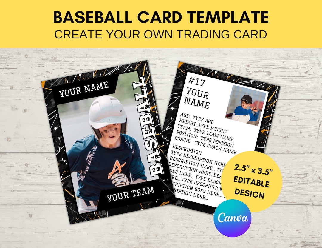 Editable Sports Card Template Custom Baseball Trading Card Printable ...