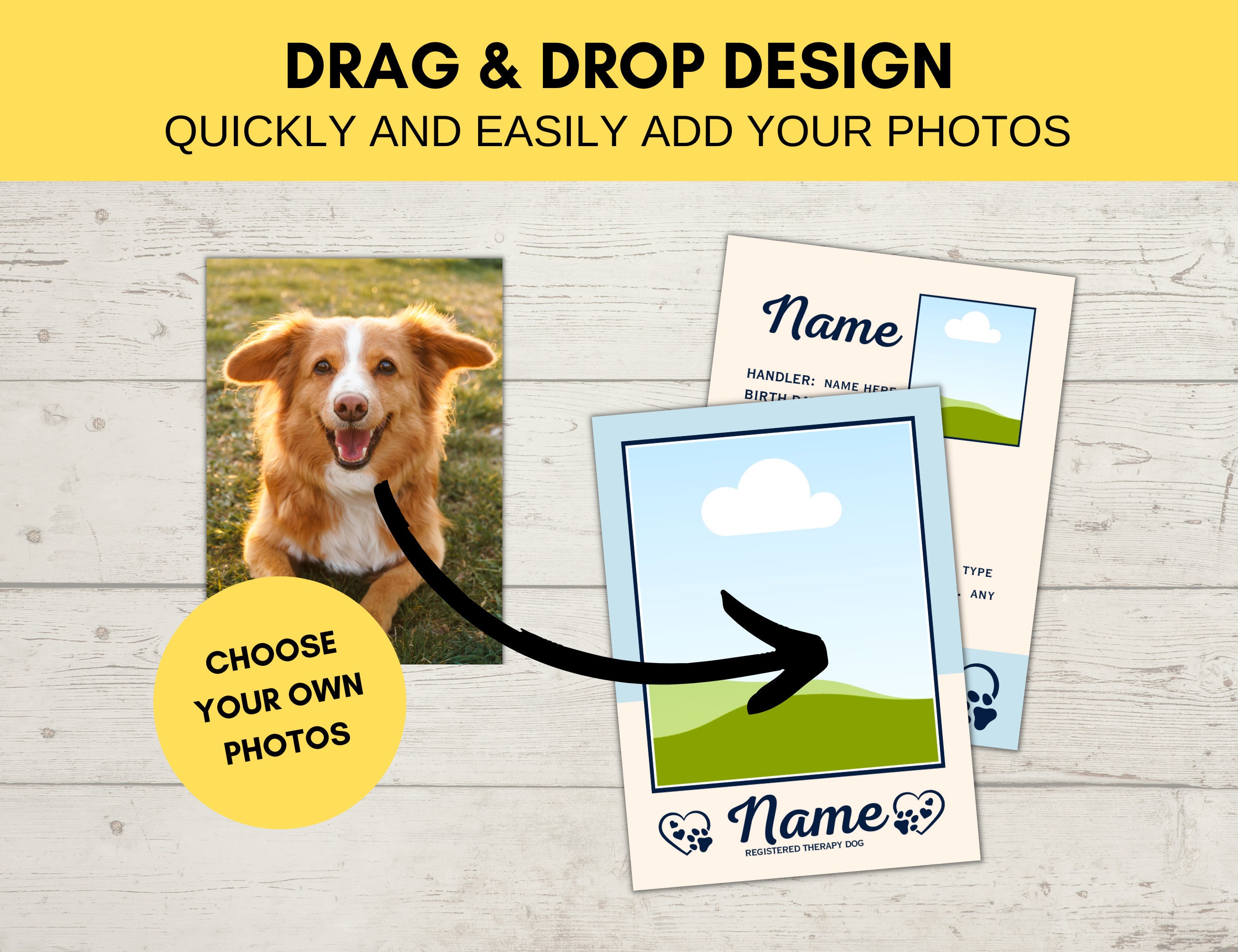 Editable Therapy Pet Trading Card Template | Custom Trading Card ...