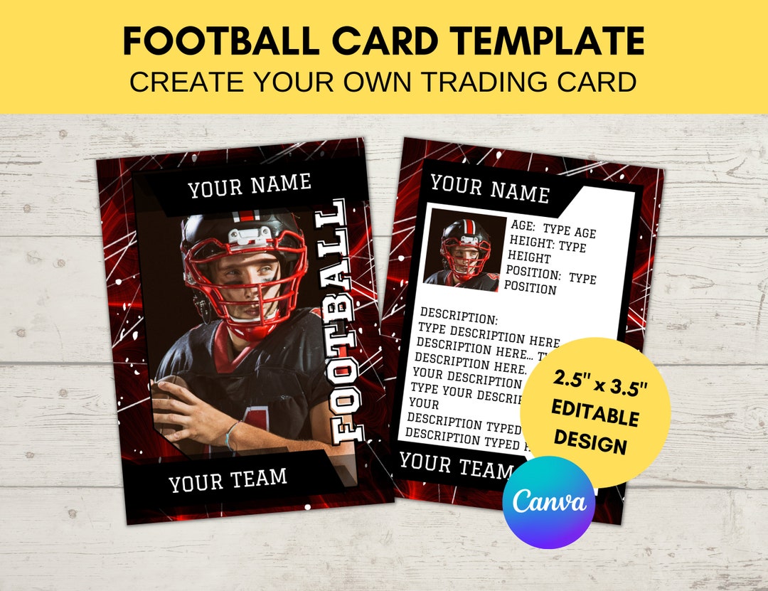 Editable Sports Card Template | Custom Football Trading Card Printable ...