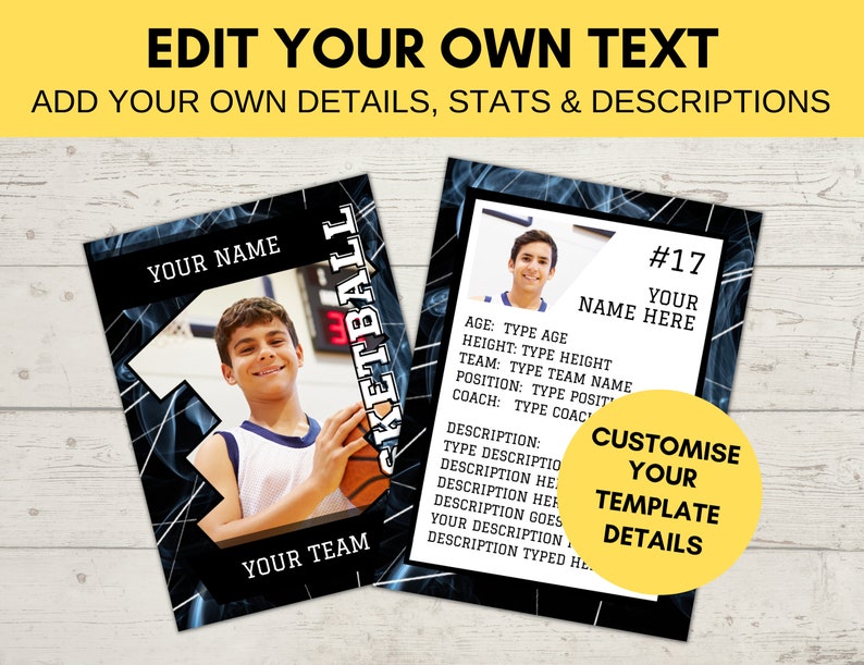 Editable Sports Card Template Custom Basketball Trading Card - Etsy