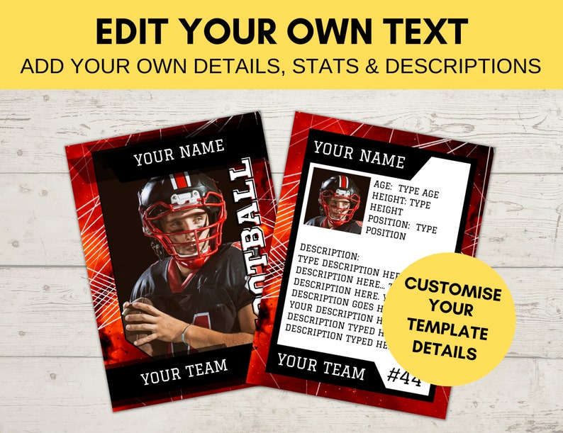 Editable Sports Card Template Custom Football Trading Card - Etsy