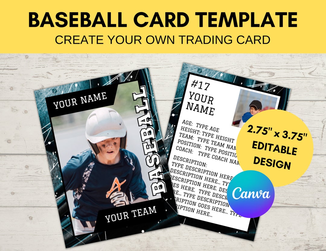 Editable Sports Card Template Custom Baseball Trading Card - Etsy