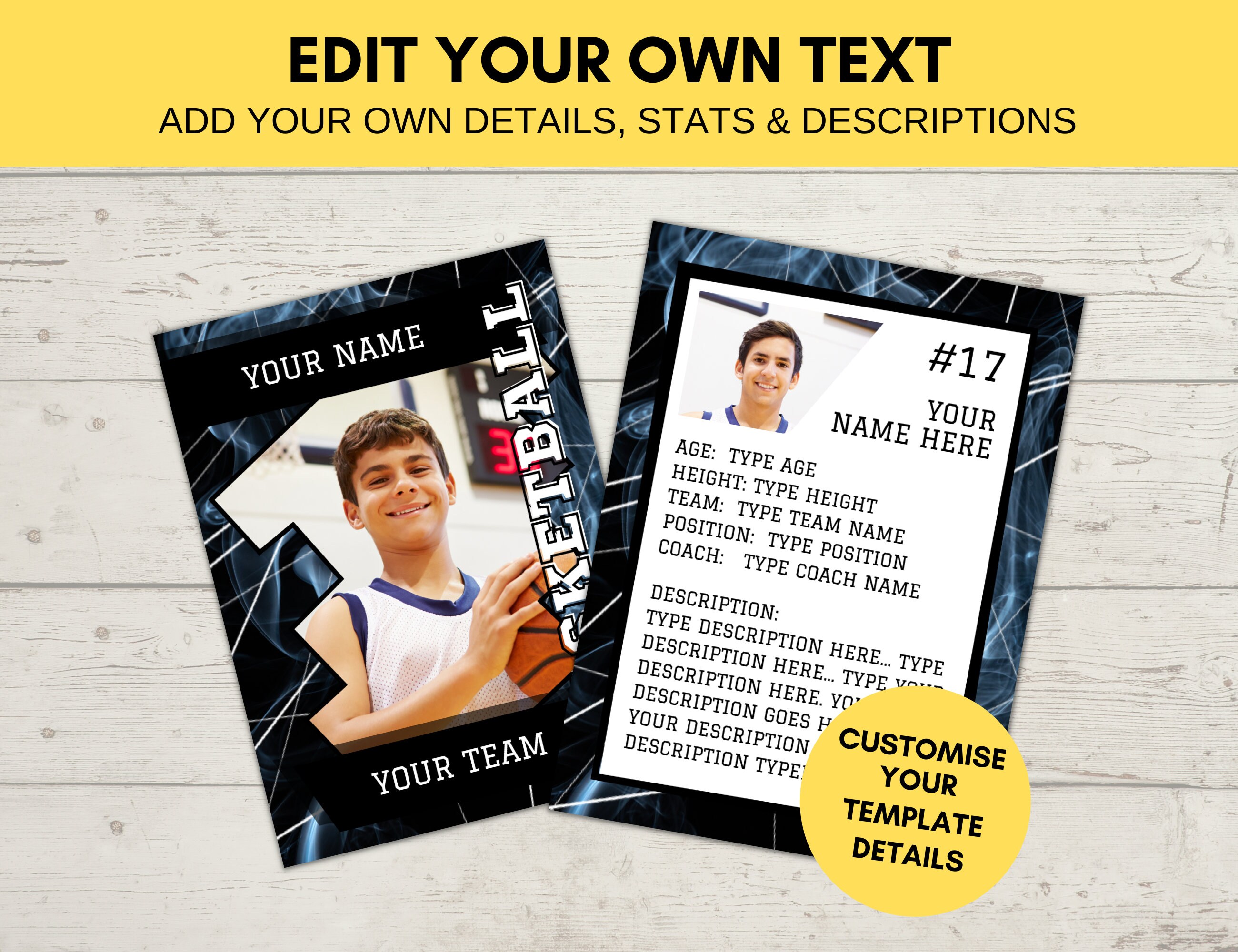 Editable Sports Card Template | Custom Basketball Trading Card ...
