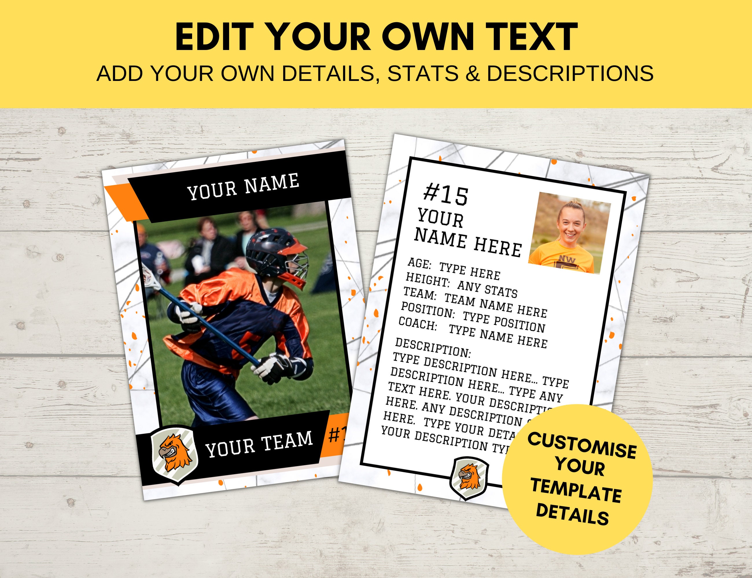 Editable Sports Card Template | Custom Trading Card Printable | Create ...