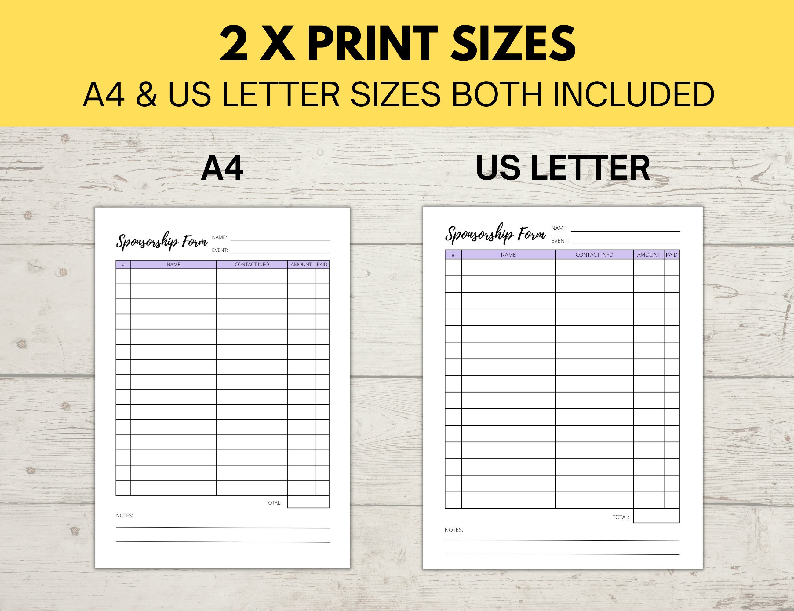 Sponsorship Form Printable Fundraiser Form Charity - Etsy UK