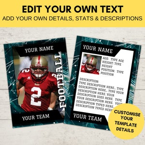 Editable Sports Card Template | Custom Football Trading Card Printable ...