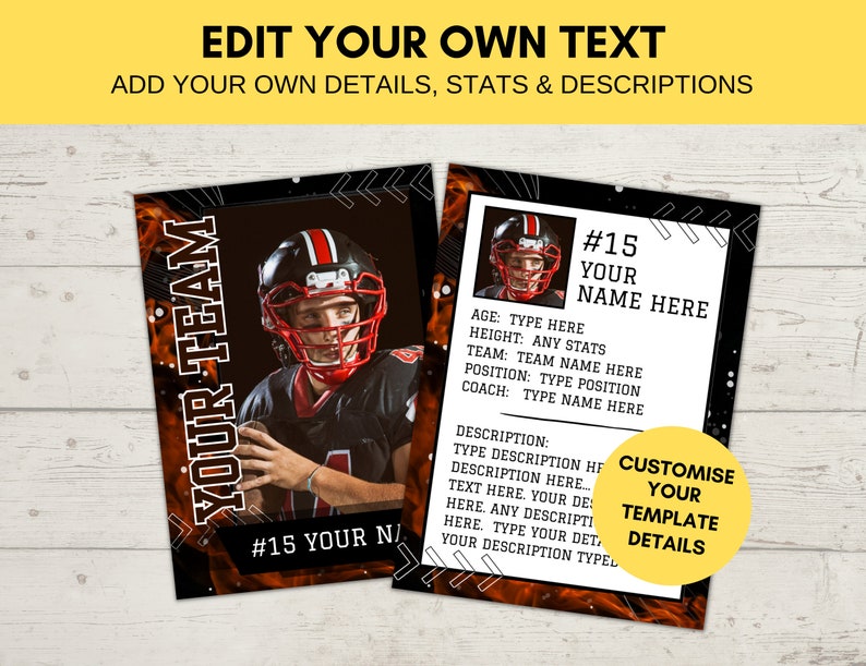 Editable Football Trading Card Template | Custom Sports Card Design ...