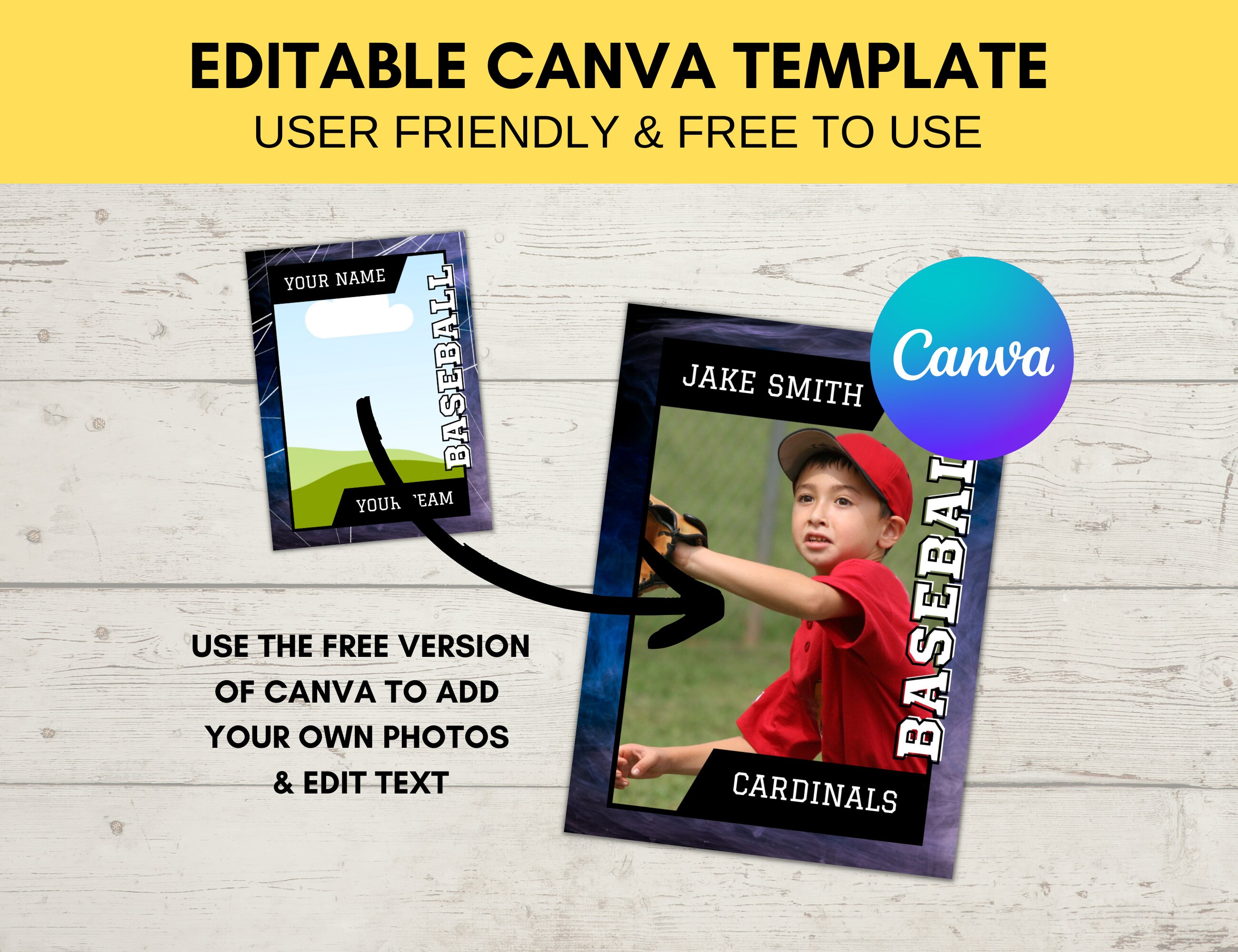 Editable Sports Card Template | Custom Baseball Trading Card Printable ...