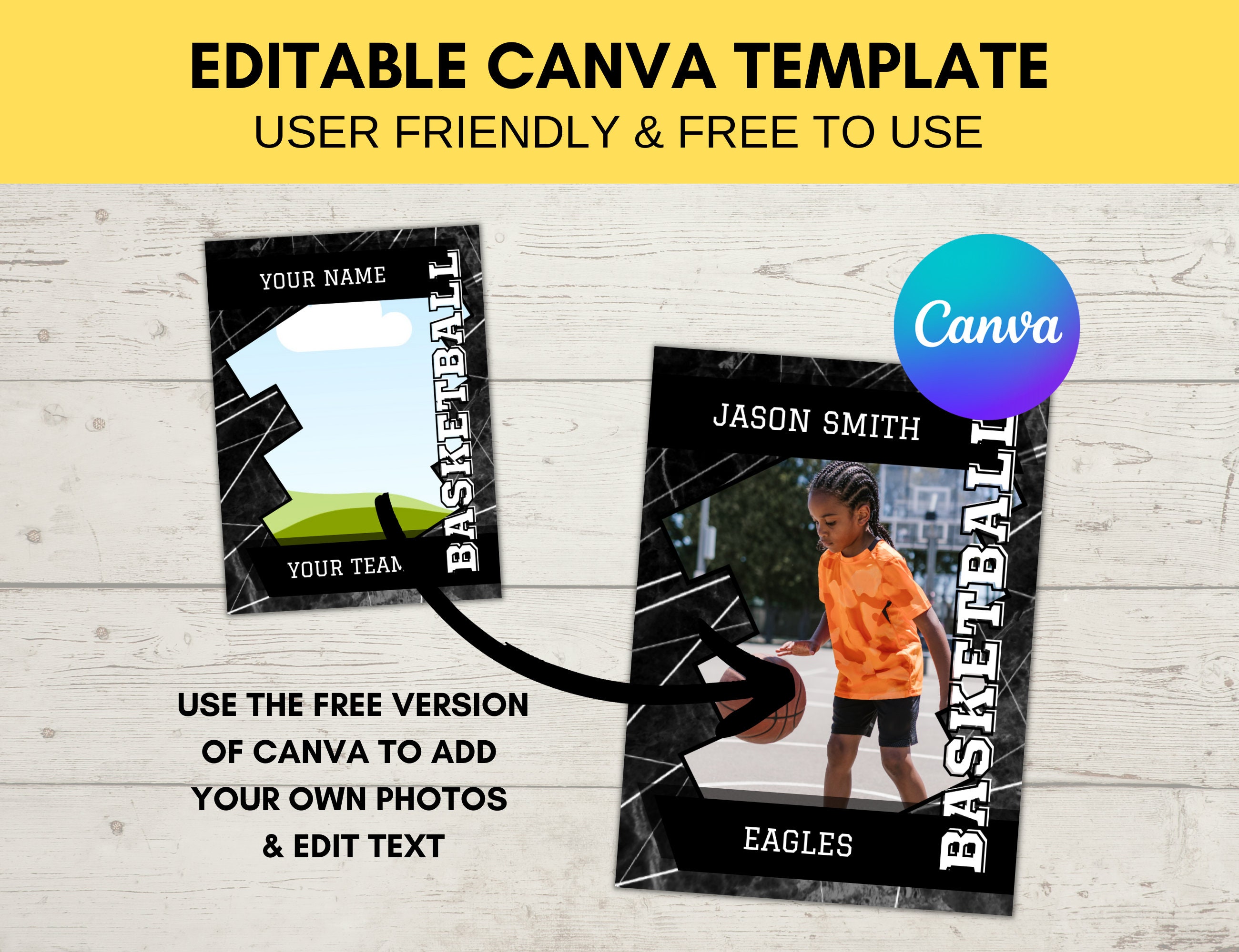 Editable Sport Card Template | Custom Basketball Trading Card Printable ...