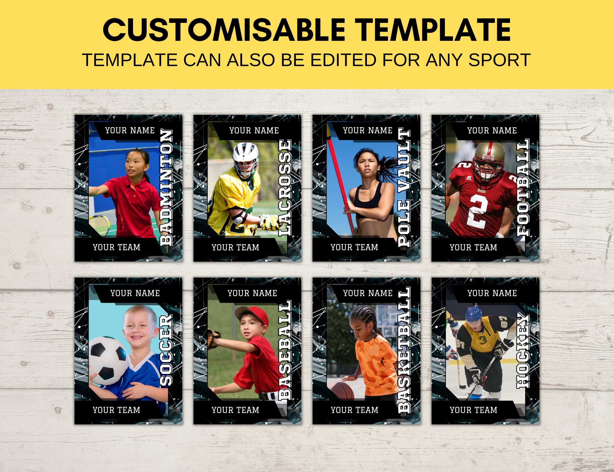 Editable Sports Card Template Custom Football Trading Card Printable ...