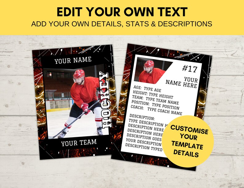 Editable Sports Card Template Custom Hockey Trading Card Printable ...
