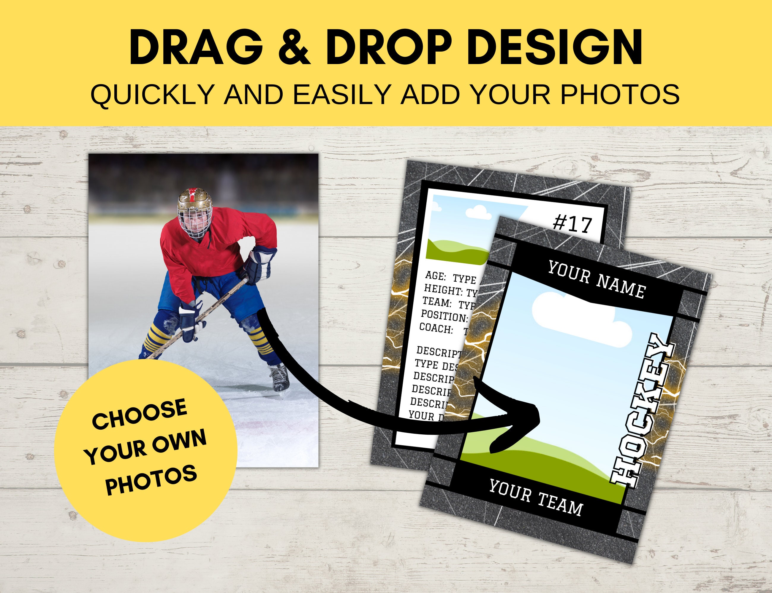 Editable Sports Card Template Custom Hockey Trading Card - Etsy Canada