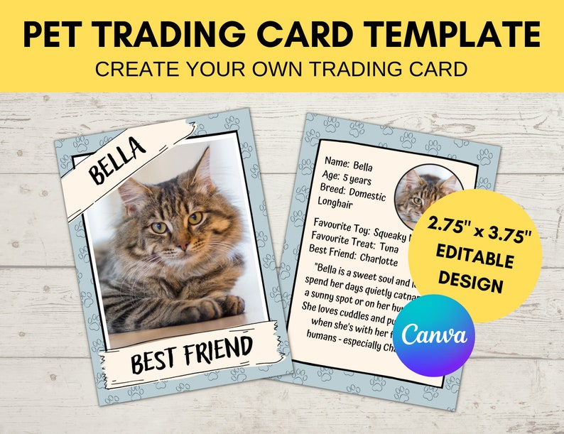 Editable Pet Trading Card Template Custom Trading Card - Etsy