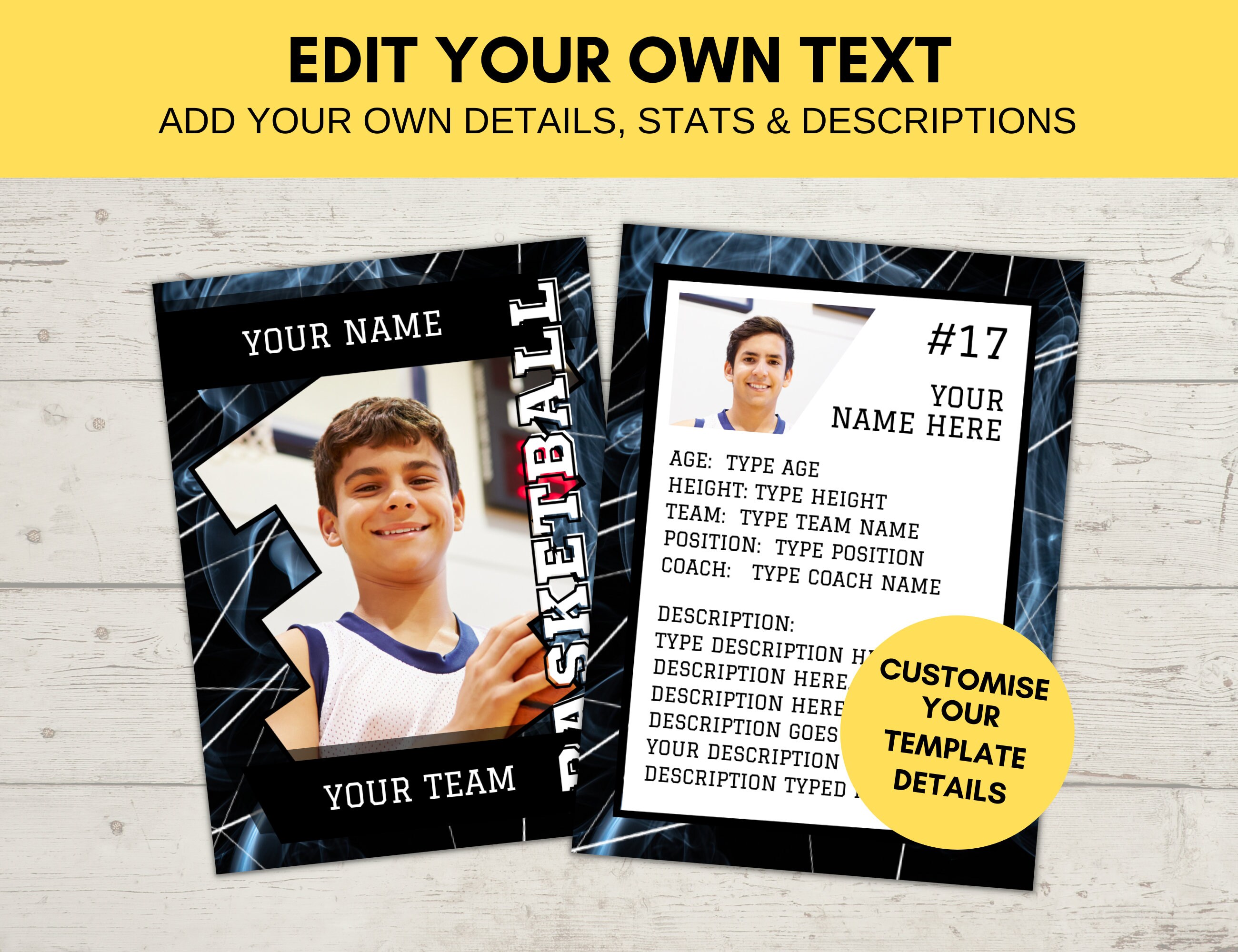 Editable Sport Card Template Custom Basketball Trading Card Printable ...